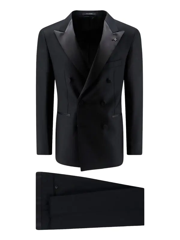 Tagliatore Double-breasted Virgin Wool Tuxedo - Black