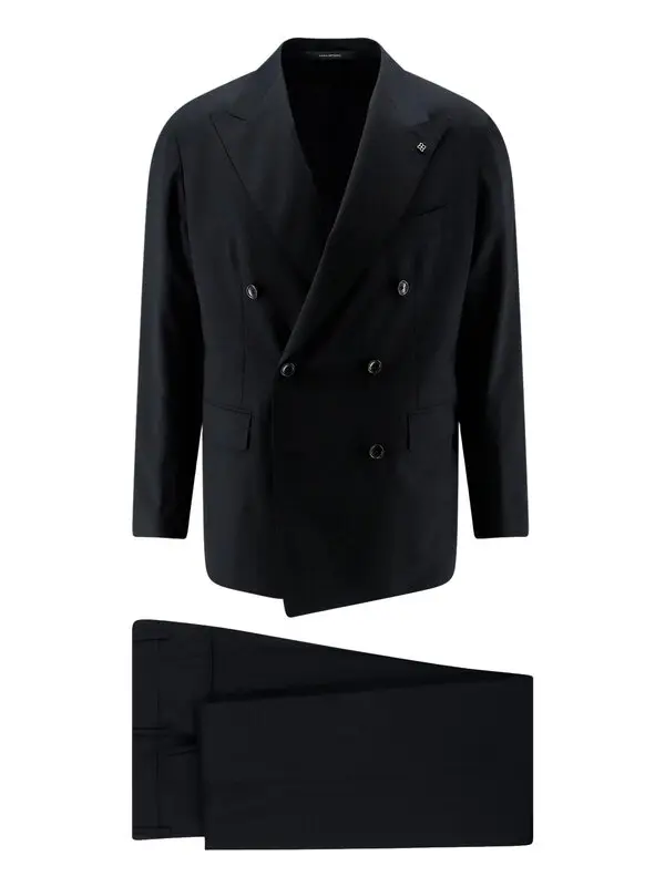 Tagliatore Double-breasted Virgin Wool Suit - Black