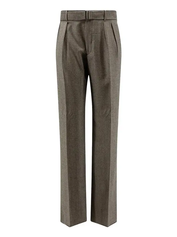 Tagliatore Nevil Virgin Wool Trousers With Belt - Brown
