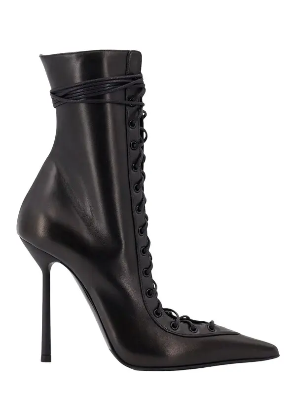 LE SILLA Colette 120" Leather Lace-up Stiletto Boots - Black
