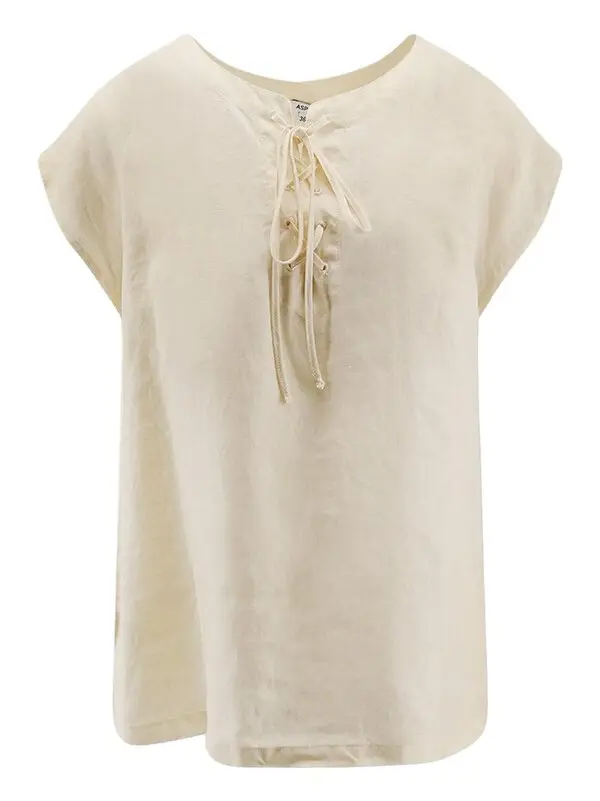 Aspesi Sleeveless Linen Shirt - Beige