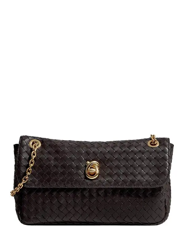 Bottega Veneta Madison Leather Shoulder Bag With Knot Detail - Brown