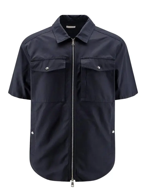 Moncler Cotton Blend Shirt With Zip - Blue