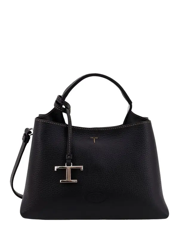 TOD'S Micro Leather Crossbody Bag With Iconic Stitching On The Front - Black