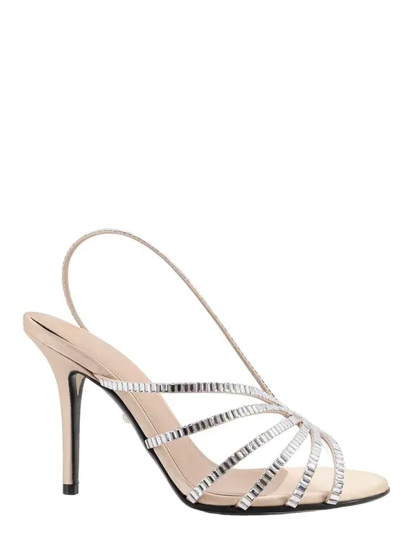 ALEVI` Alevi Star Xtal 95 Satin Sandals With All-over Crystals - Beige