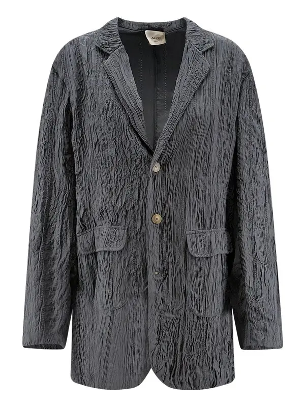 ALYSI Wrinkled Blazer With Notched Lapel - Grey
