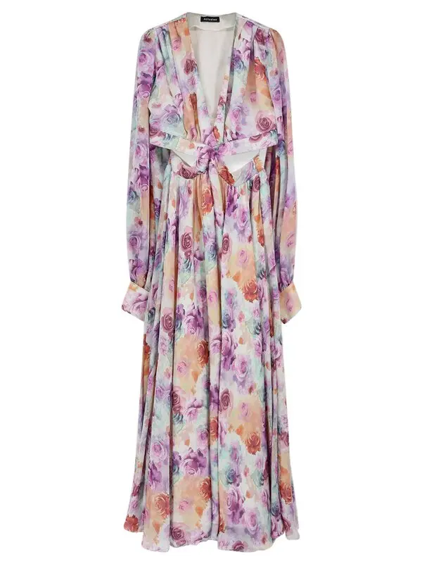 ACTUALEE Long Dress With Floral Print - Multicolor