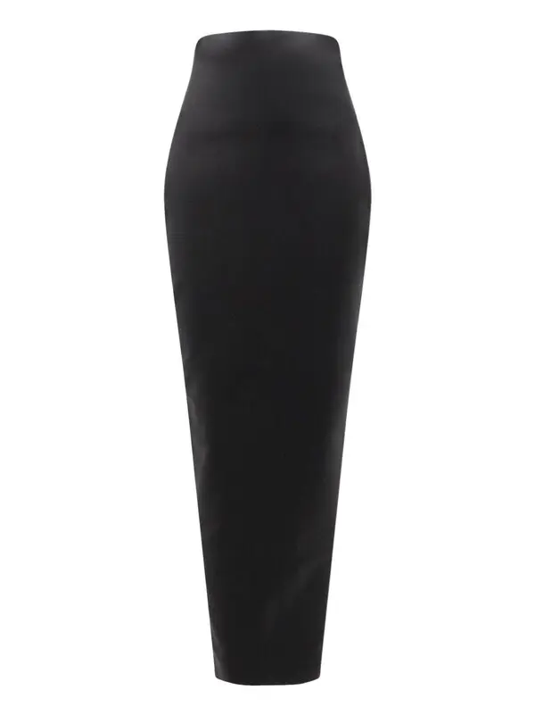 Rick Owens Dirt Pillar Long Stretch Wool Blend Skirt - Black
