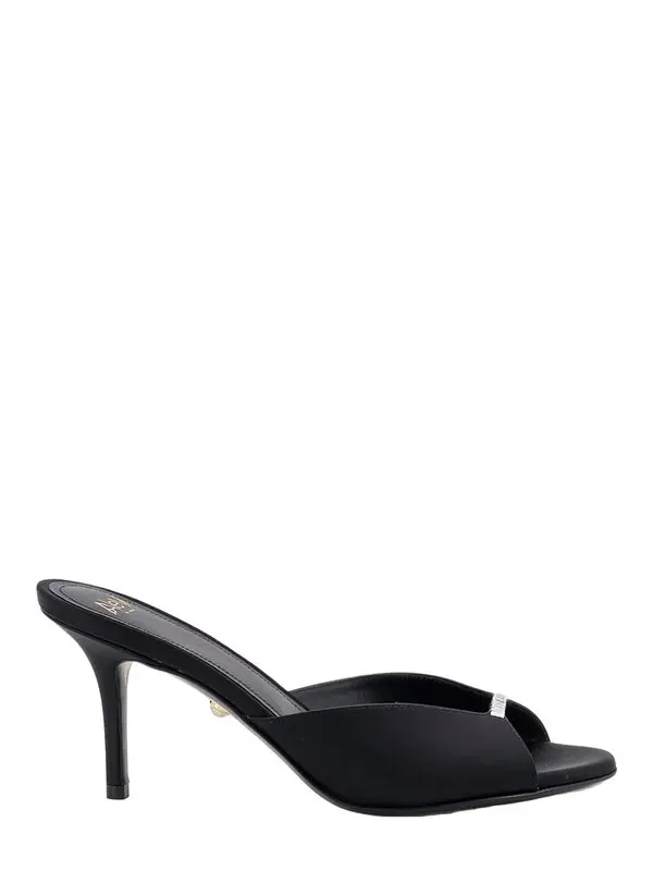 ALEVI` Luana Satin Sandals With Rhinestone Detail - Black