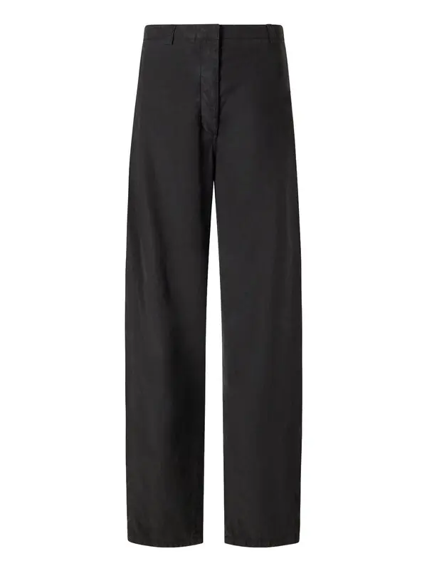 THE ROW Bayou Lyocell And Cotton-blend Tapered Pants - Black