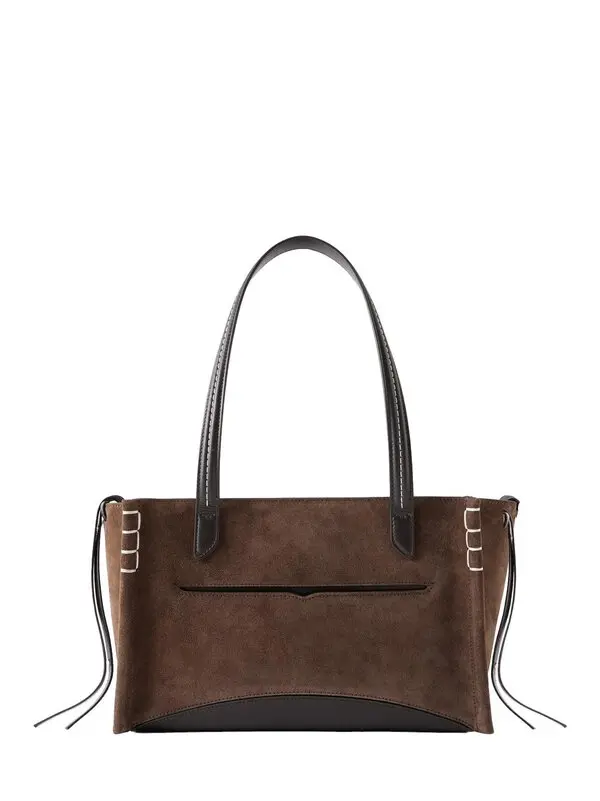 JW Anderson Loafer Leather-trimmed Suede Tote - Brown