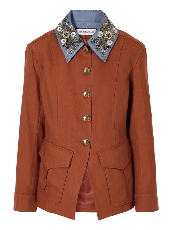 Veronica Beard Laramie Dickey Sequin And Bead-embellished Twill Jacket - Red