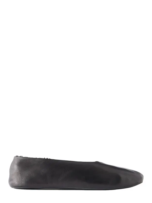 THE ROW Stella Shearling-lined Leather Ballet Flats - Black