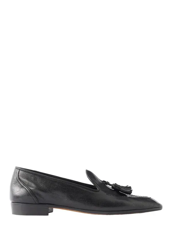 THE ROW Caden Tasseled Leather Loafers - Black
