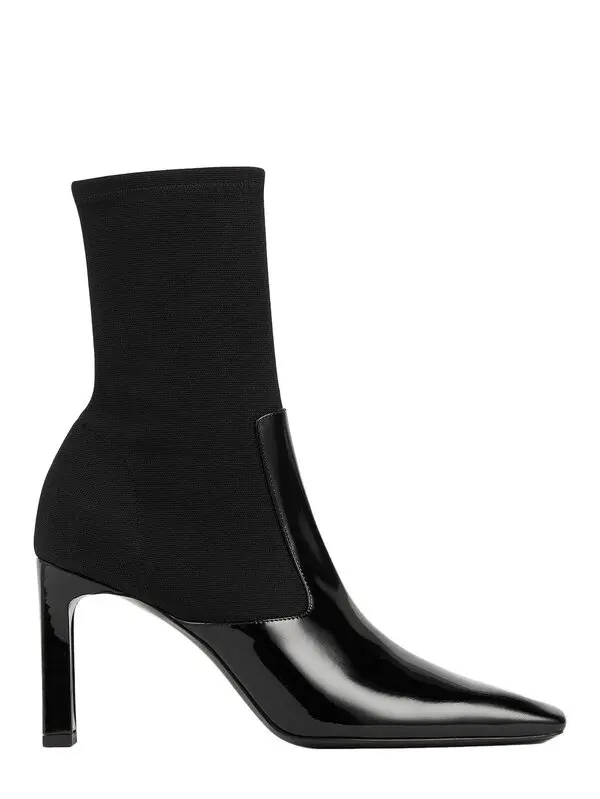TOTEME Patent And Knitted Sock Boots - Black