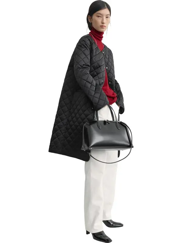 TOTEME Quilted Collarless Coat - Black