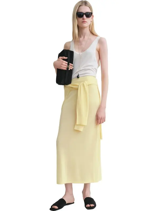 TOTEME Long Knit Skirt With Elasticated Waistband - Straw