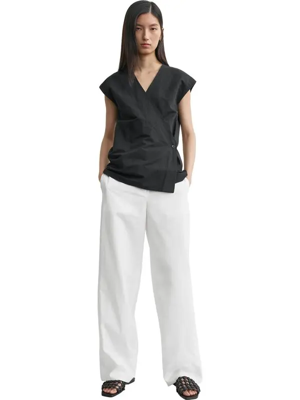 TOTEME Short-sleeve Wrap Blouse - Black