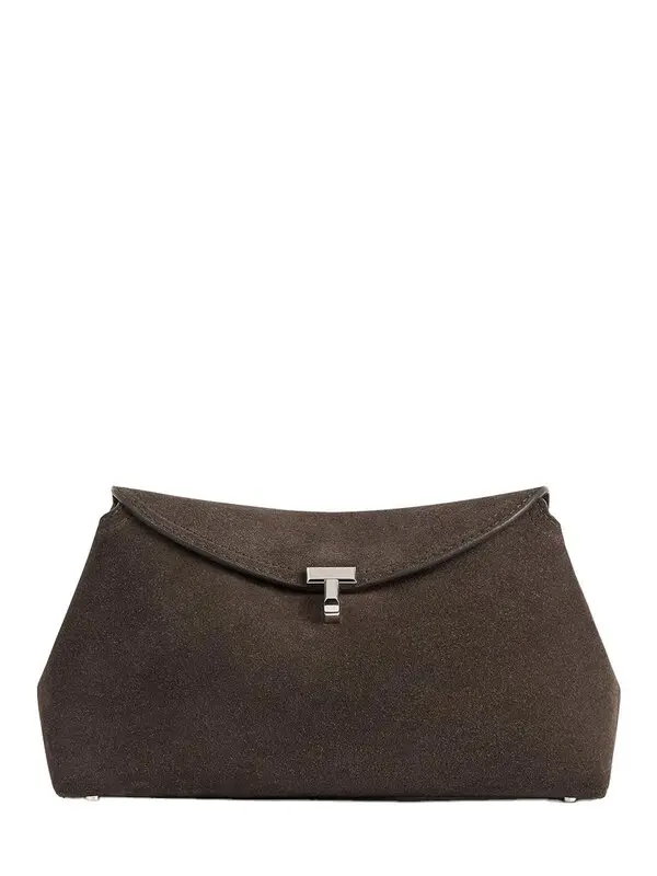 TOTEME T-lock Suede Clutch - Brown