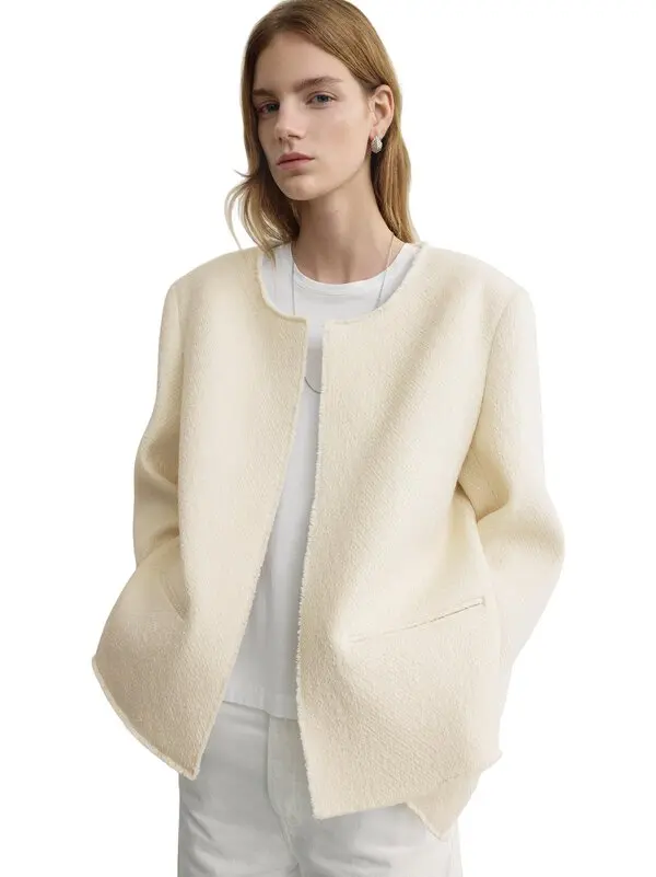 TOTEME Open-front Bouclé Blazer - Ecru