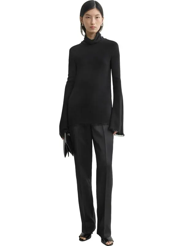 TOTEME Frayed-edge Slim Top - Black