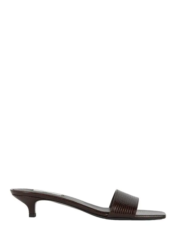 TOTEME Lizard-embossed Leather Mule Sandals - Brown