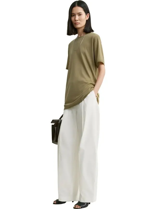 TOTEME Ribbed Round Neck Knit Tee - Desert