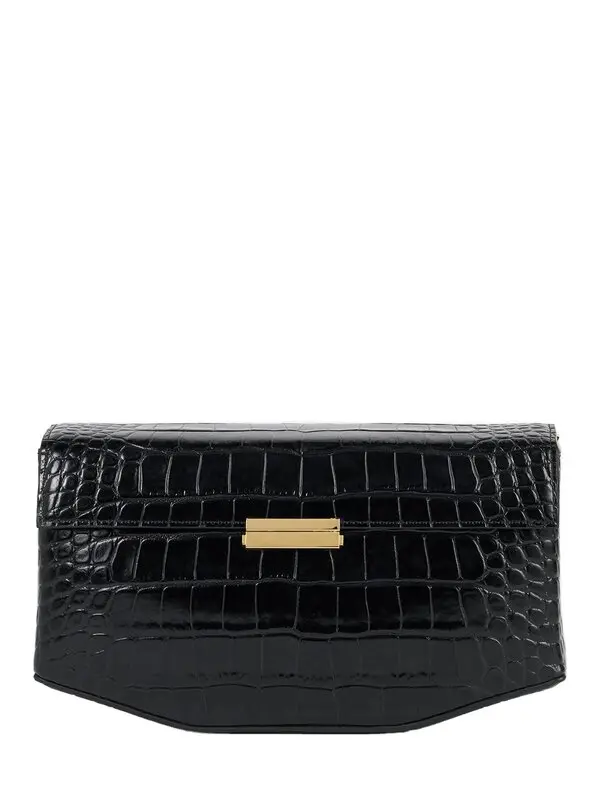 TOTEME Clip Croco-embossed Clutch - Black