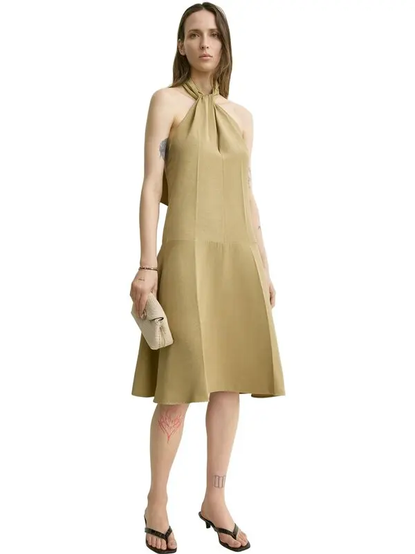 TOTEME Twist Halter Dress - Cumin