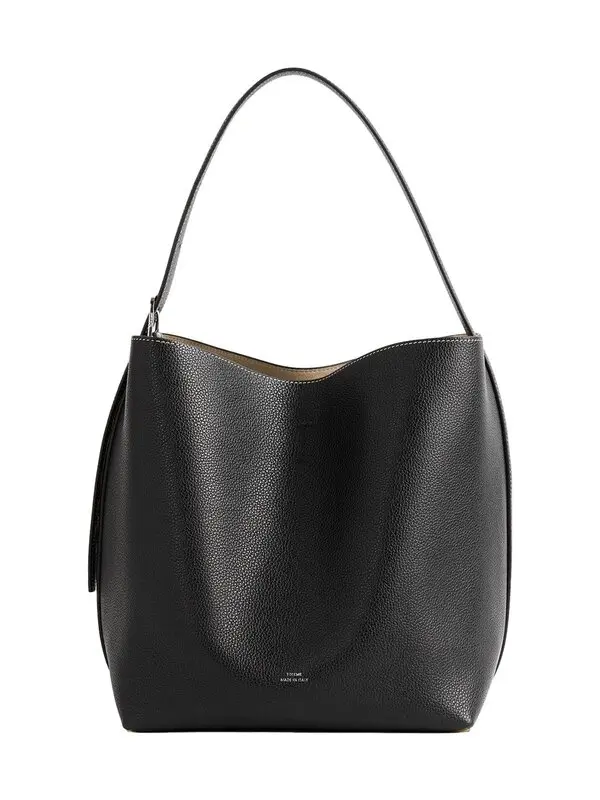 TOTEME Medium Belted Grained-leather Tote - Black