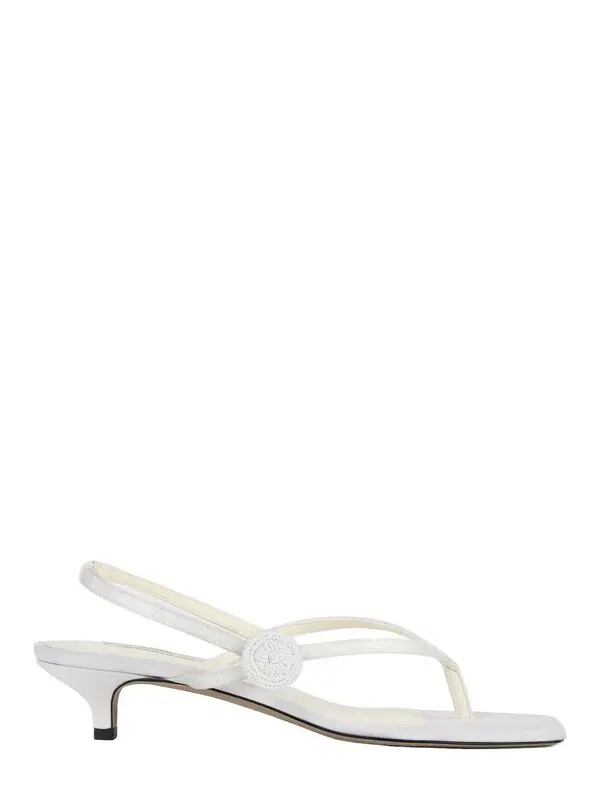 TOTEME Slingback Satin Flip Flops With Crochet Appliqu - Ecru
