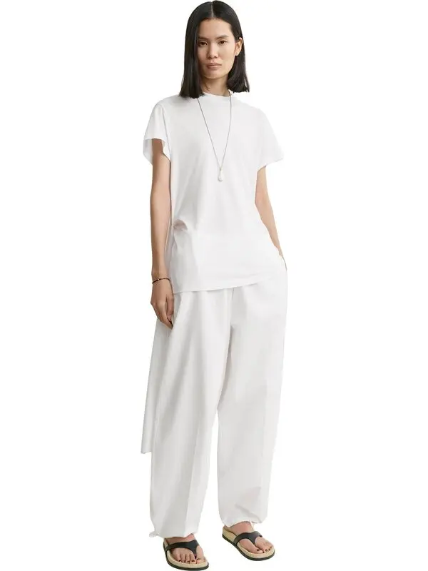 TOTEME Drawstring Cotton Trousers - White