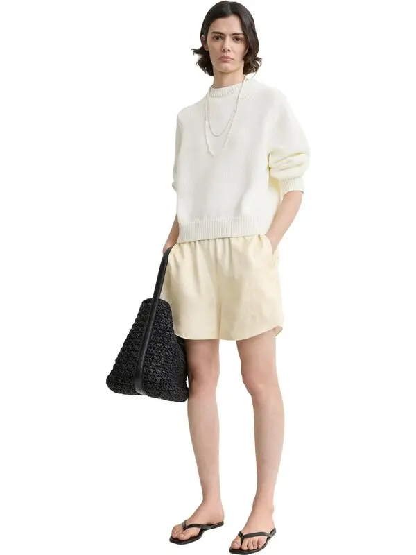 TOTEME Monogram Silk Pyjama Shorts - Cream