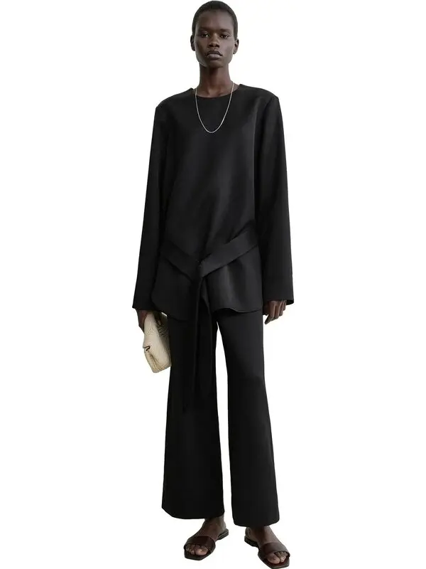 TOTEME Belted Satin Tunic - Black