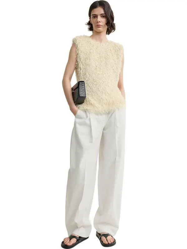 TOTEME Feathered-jersey Top - Eggshell
