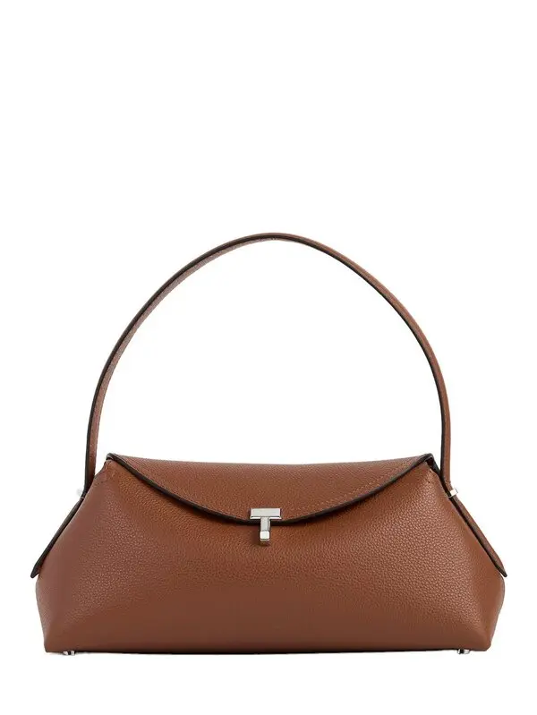 TOTEME T-lock Grained-leather Shoulder - Sienna