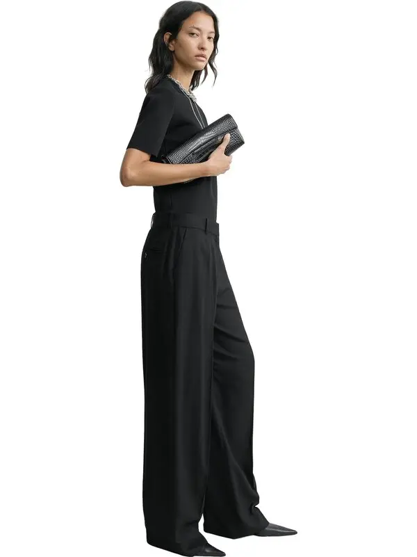 TOTEME Wide Flannel Trousers - Black