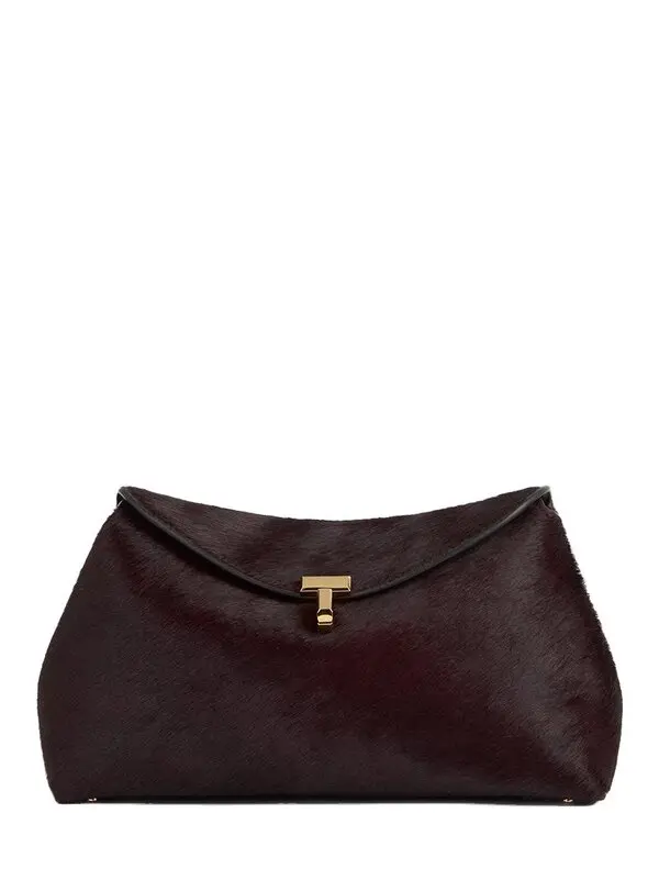 TOTEME T-lock Pony Hair Clutch - Wine