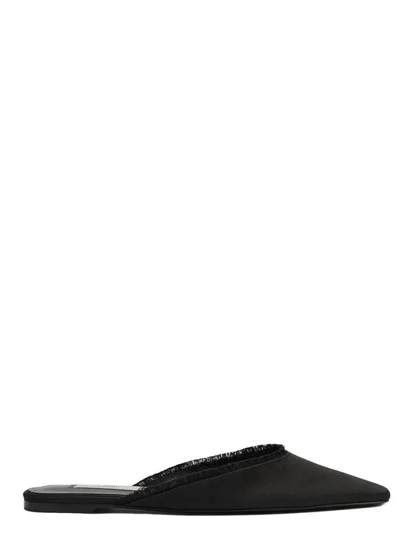 TOTEME Frayed Satin Lounge Slippers - Black