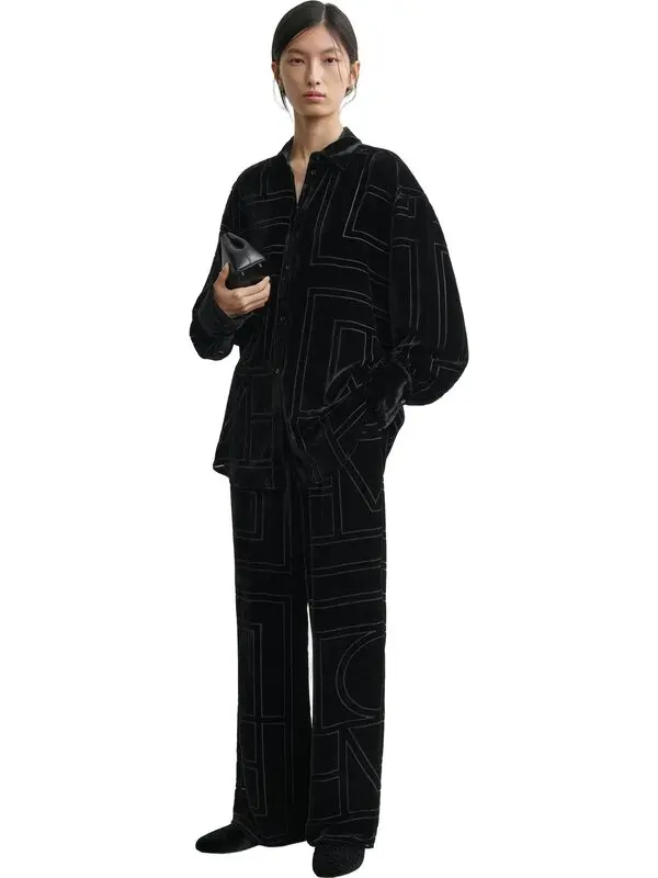 TOTEME Oversized Devoré Shirt - Black