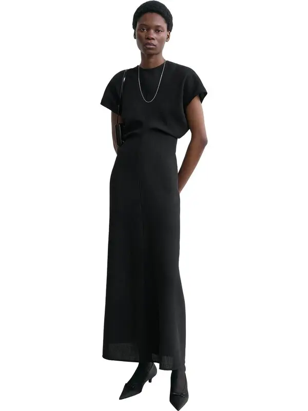 TOTEME Slouch Waist Wool Dress - Black
