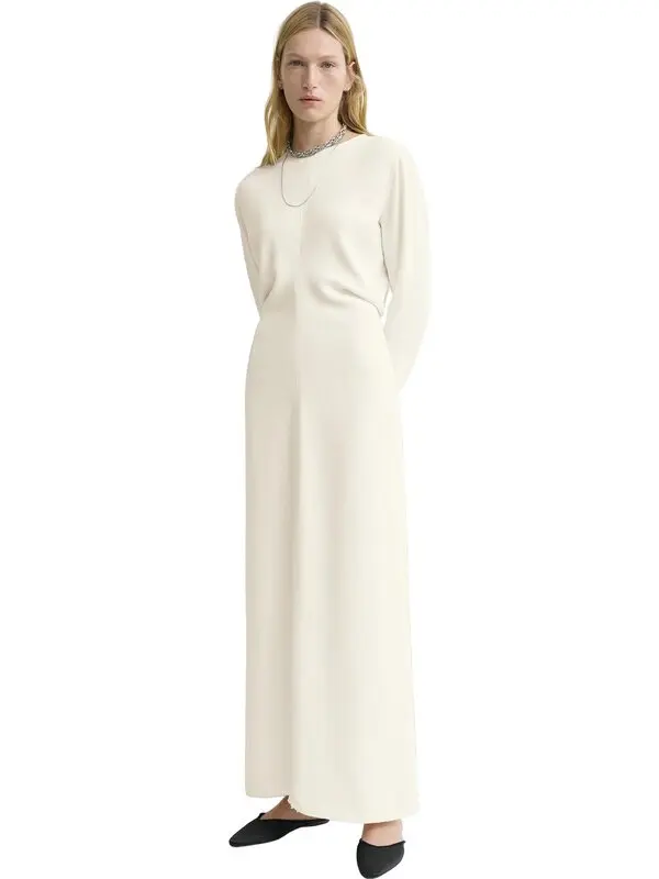 TOTEME Long-sleeve Slouch Waist Dress - Macadamia