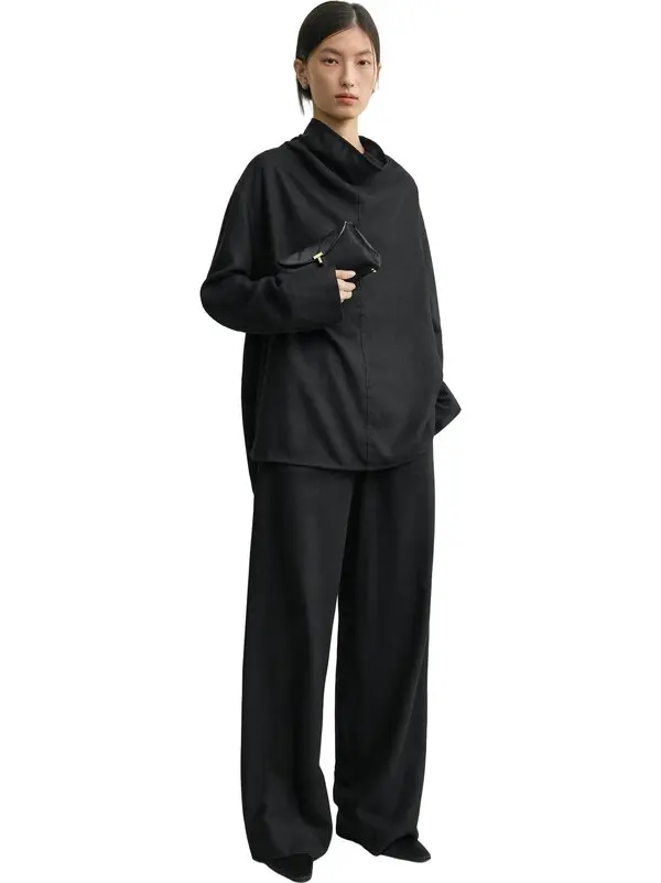 TOTEME Funnel-neck Flannel Top - Black
