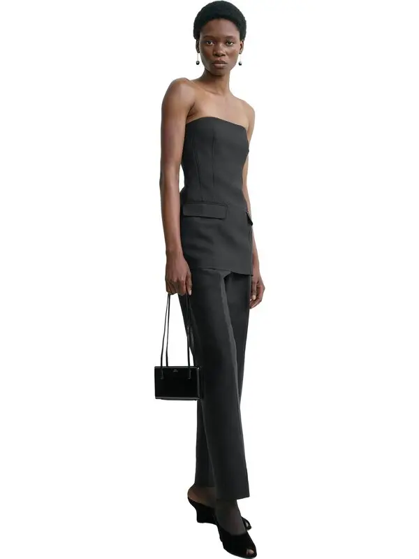 TOTEME Strapless Crepe Pocket Top - Black
