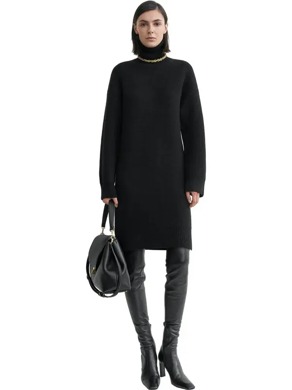 TOTEME Broad Turtleneck Dress - Black