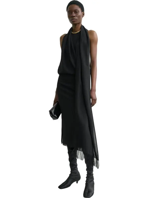 TOTEME Fringed Scarf Dress - Black