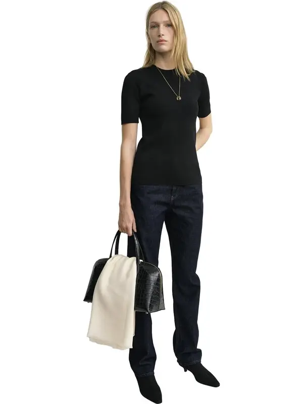TOTEME Compact Knit Tee - Black
