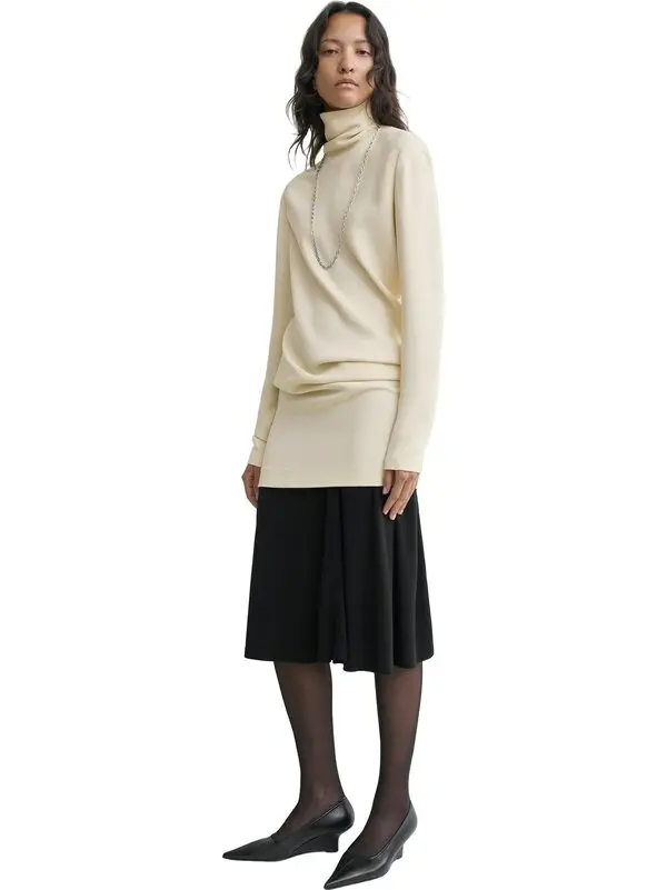 TOTEME High-neck Twist Blouse - Ecru