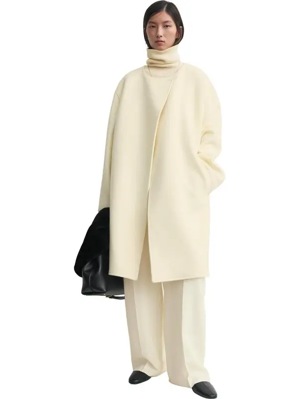 TOTEME Collarless Felt Coat - Ecru
