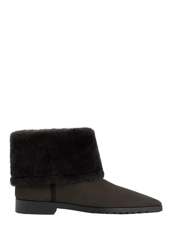 TOTEME Fold-down Shearling Boots - Pepper
